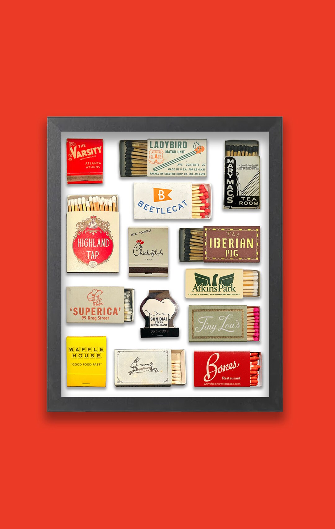 Atlanta Eats Matchbox Collage Vintage Atlanta Framed Restaurants Print ...
