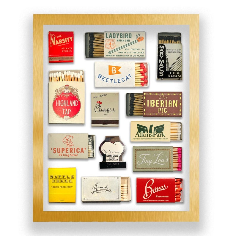 Atlanta Eats Matchbox Collage Vintage Atlanta Framed Restaurants Print ...