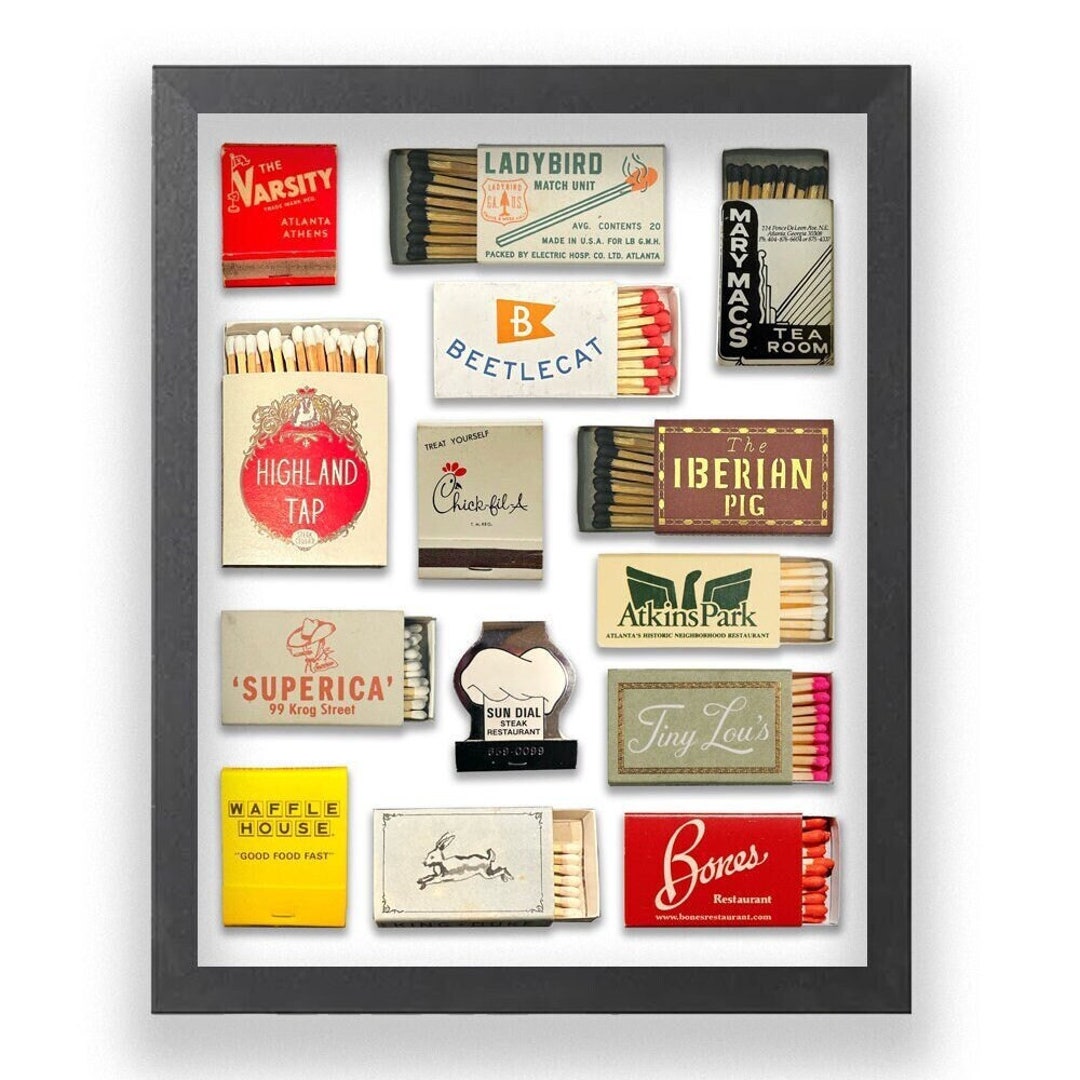 Atlanta Eats Matchbox Collage Vintage Atlanta Framed Restaurants Print ...