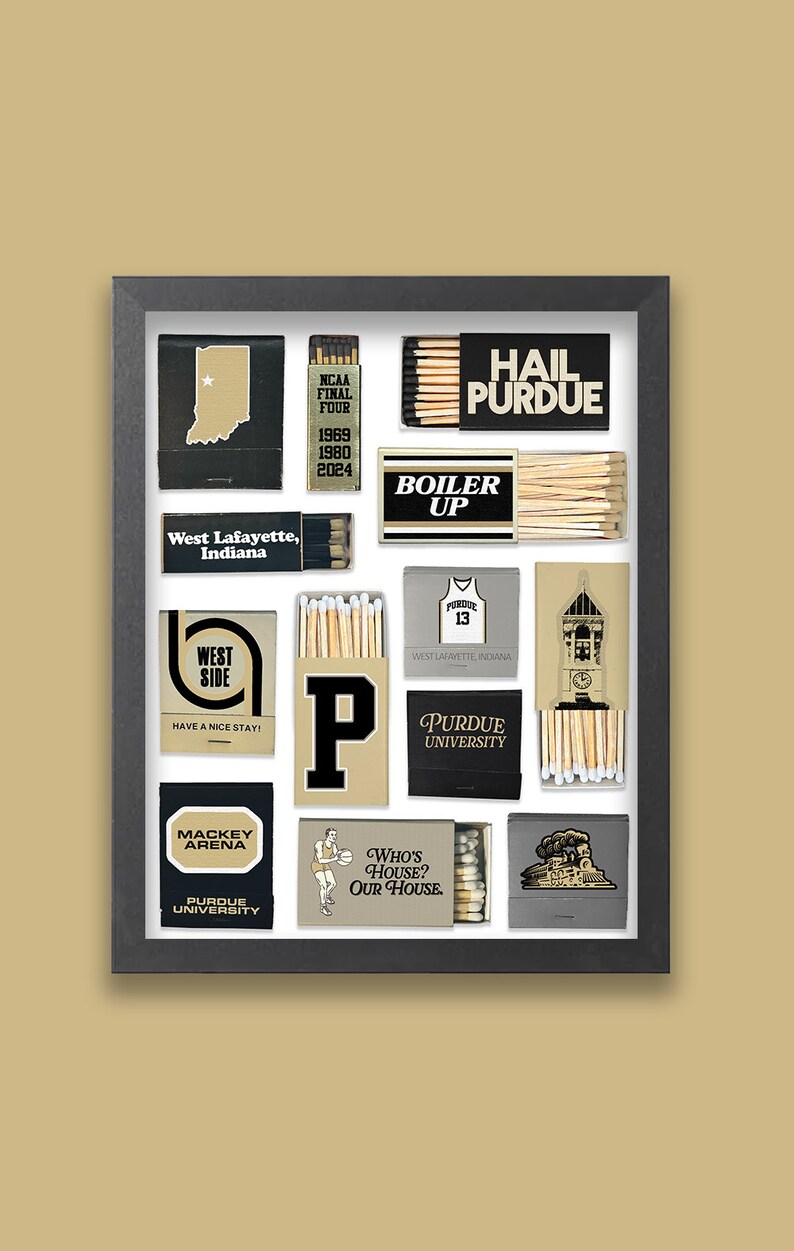 Purdue University Matchbox Collage Vintage Boilermakers Print - Etsy