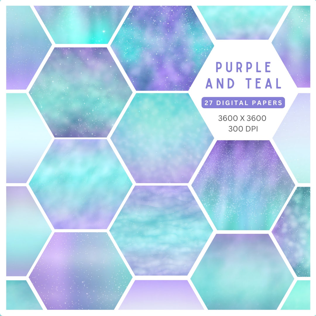 Purple & Teal Digital Paper - Etsy