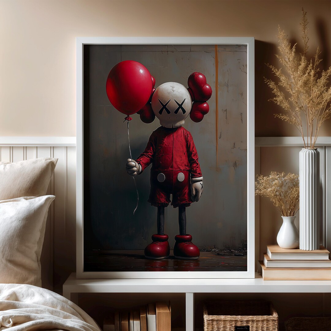 KAWS Wall Art Poster, Red Kaws Poster, Kaws Print, Kaws Wall Art, Kaws ...