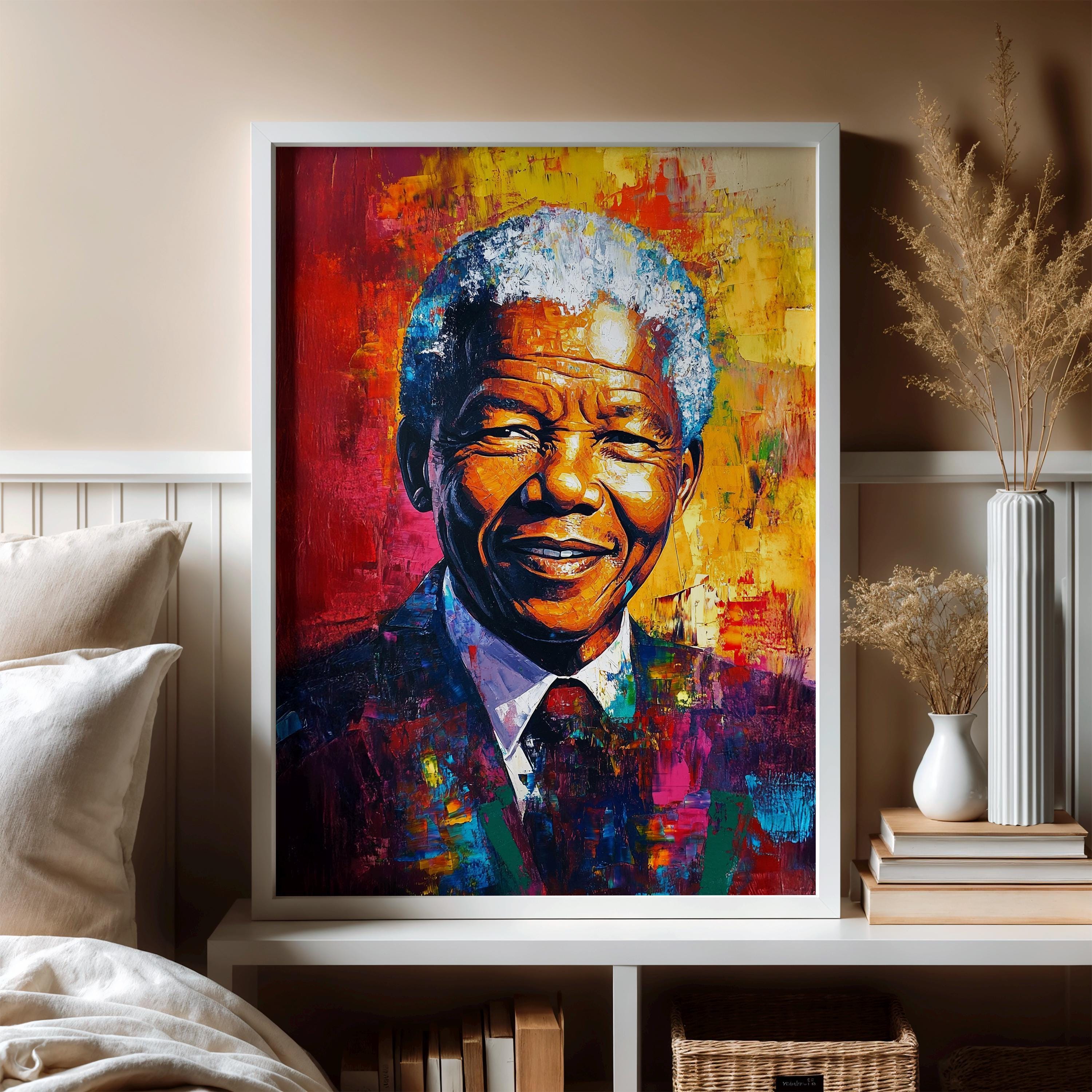 Nelson Mandela Wall Art Poster, Nelson Mandela Painting, Inspirational ...