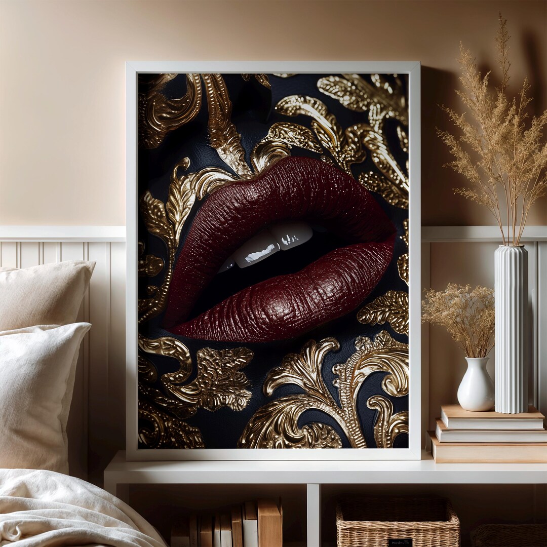 Versace Lips Wall Art, Baroque Art Wall Art, Fashion Wall Art, Luxury ...