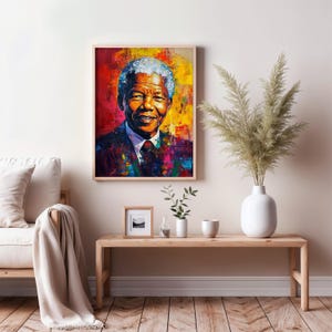 Nelson Mandela Wall Art Poster, Nelson Mandela Painting, Inspirational ...