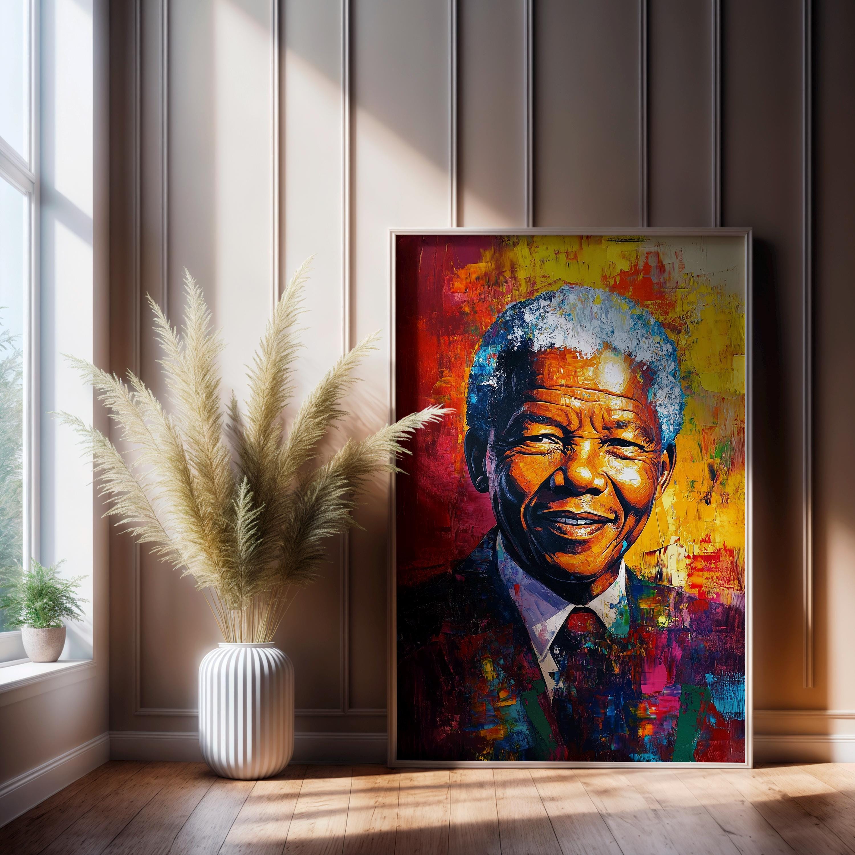 Nelson Mandela Wall Art Poster, Nelson Mandela Painting, Inspirational ...