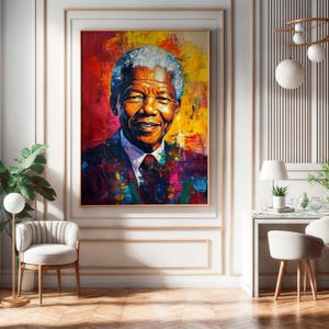 Nelson Mandela Wall Art Poster, Nelson Mandela Painting, Inspirational ...