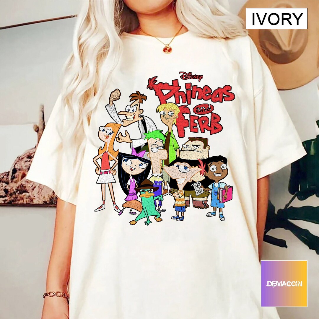 Disney Phineas and Ferb Group Characters Funny Cartoon Shirt, Disney ...