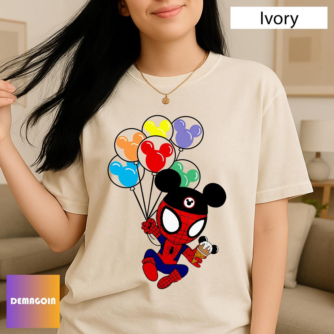 Spider-man Disney T-shirt, Chibi Spidey With Mickey Balloons Tee, Theme ...