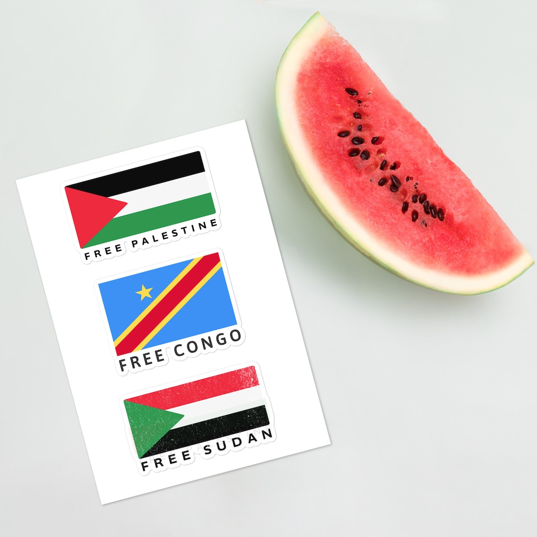 Palestine, Congo & Sudan Flag Sticker Pack: Glossy Decals - Etsy