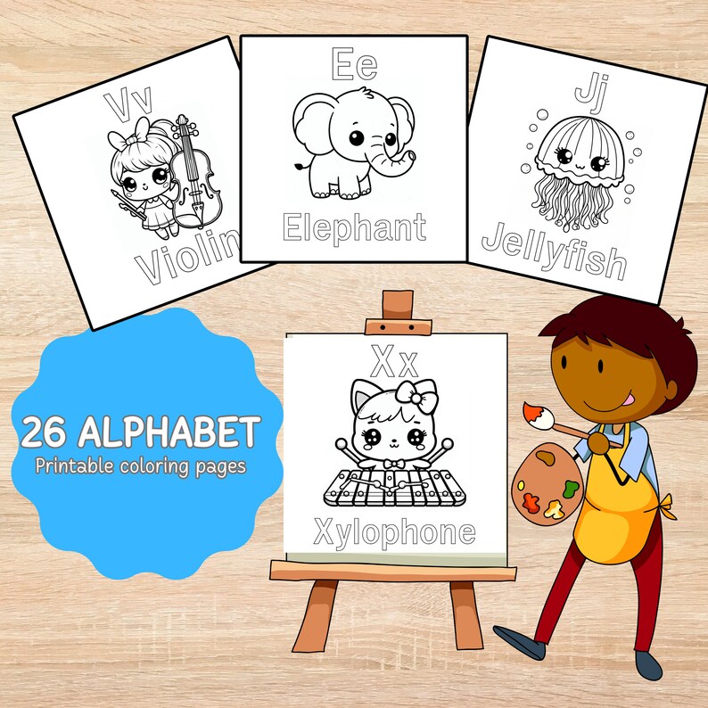 A-Z Alphabet Coloring Pages for Kids, Toddlers, Preschoolers Toddlers ...