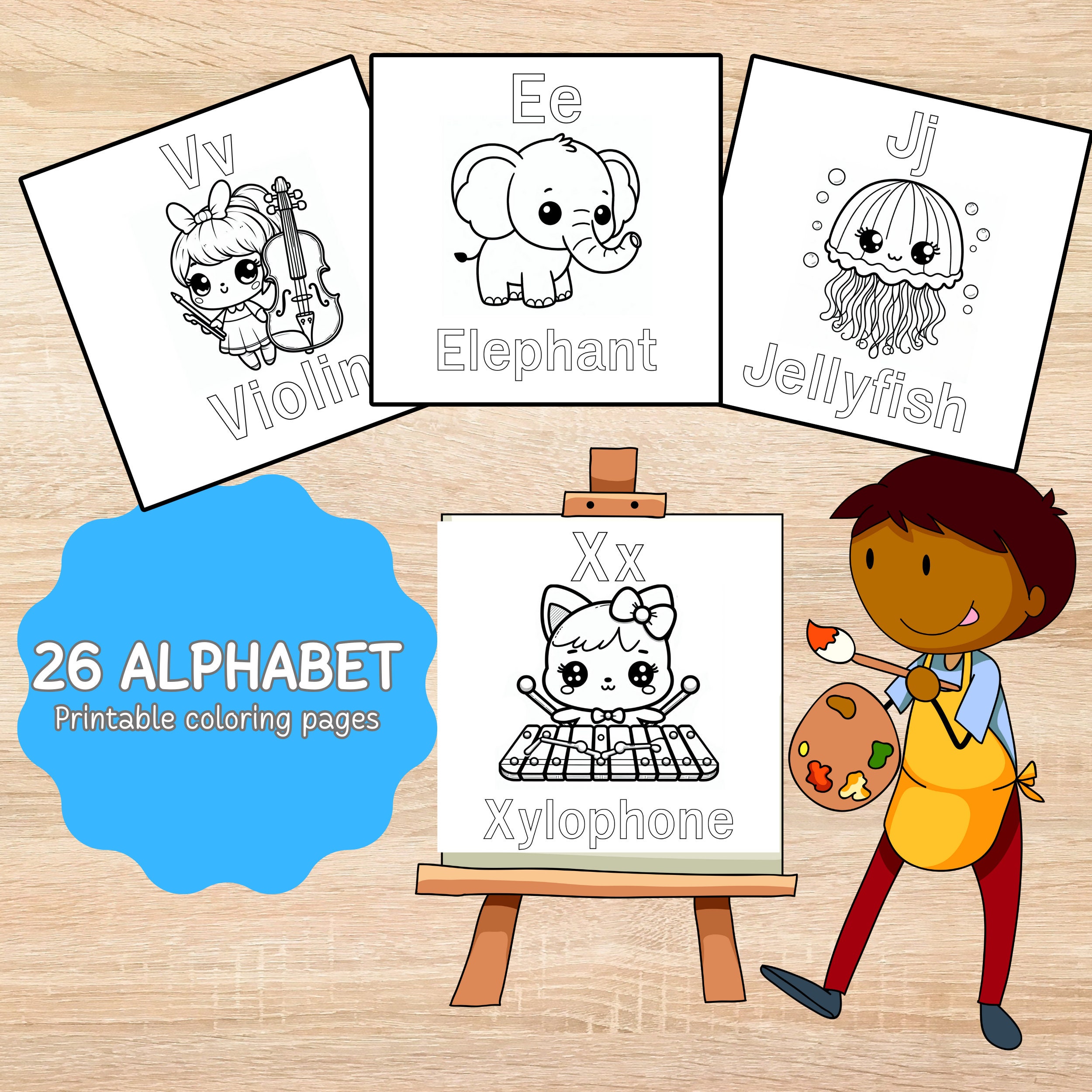 A-Z Alphabet Coloring Pages for Kids, Toddlers, Preschoolers Toddlers ...