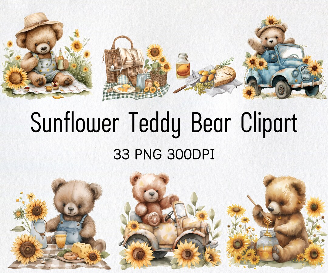 Teddy Bear Clipart, Teddy Bear Png, Digital Clipart, Watercolor Bear ...