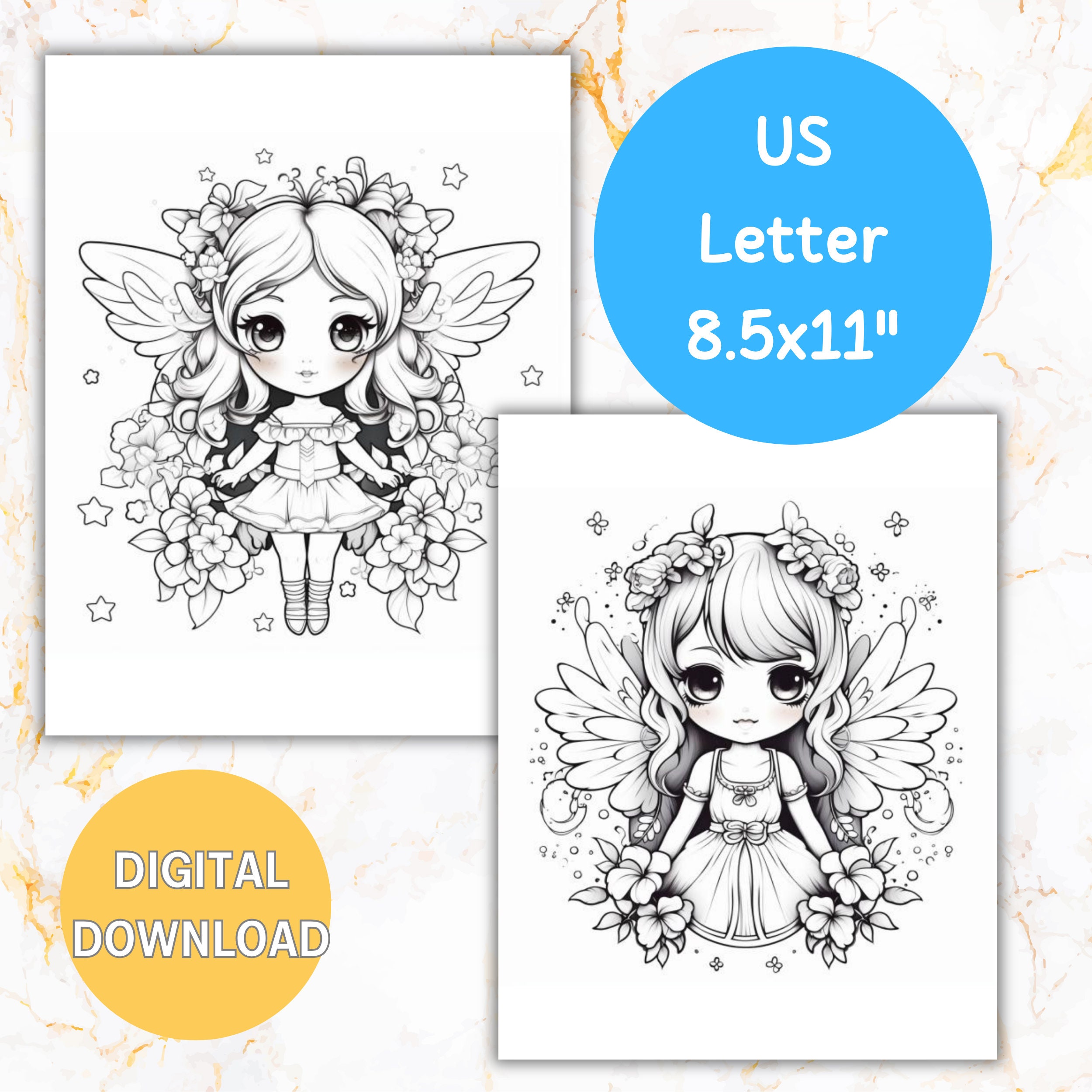 Kawaii a Cute Fairy Coloring Page Kawaii Coloring Pages 35 Pages Cute ...