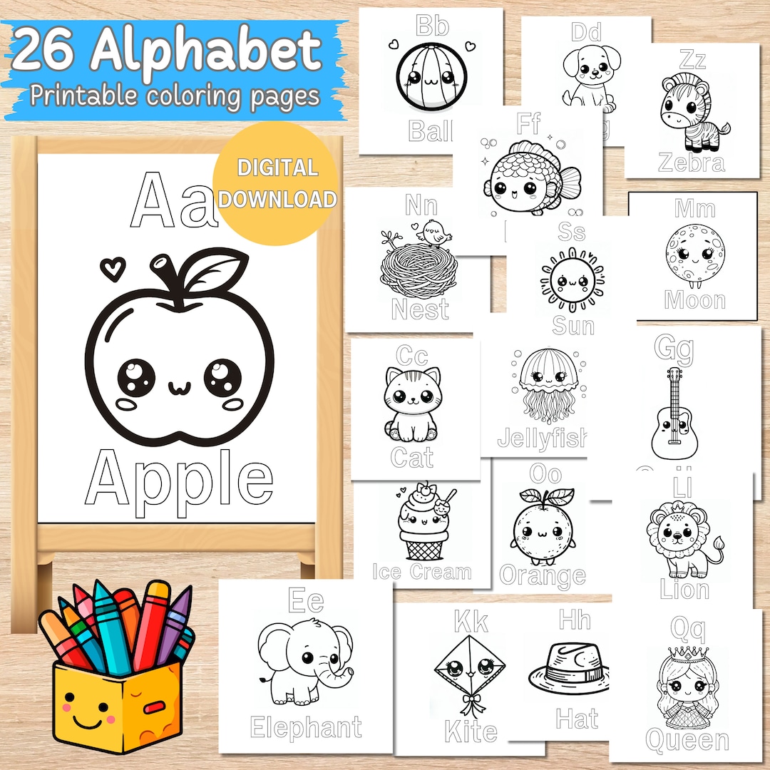 A-Z Alphabet Coloring Pages for Kids, Toddlers, Preschoolers Toddlers ...