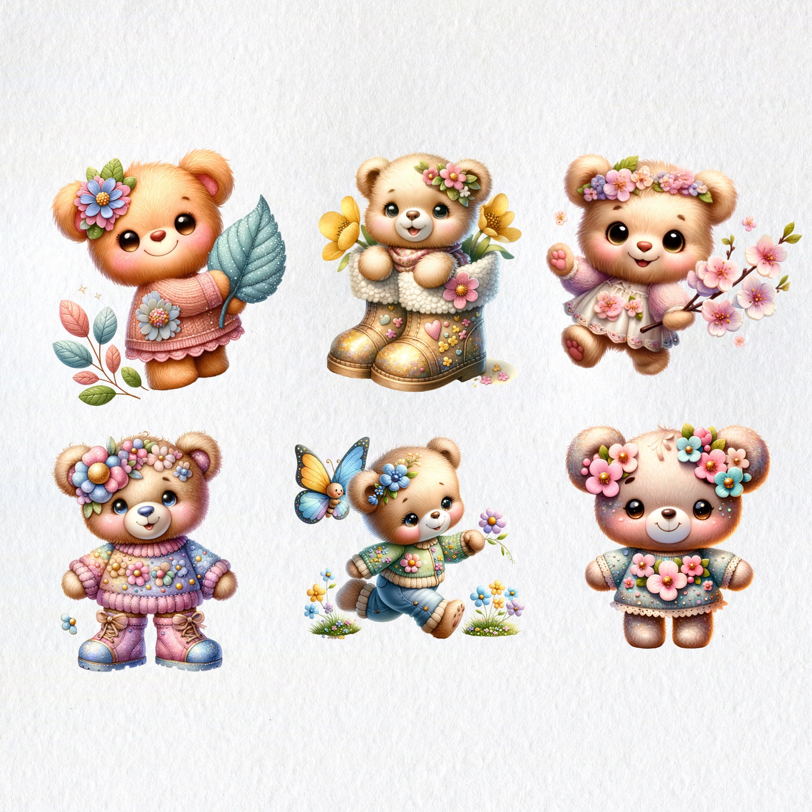 Spring Teddy Bear Clipart, Teddy Bear Charm, Teddy Bear Clipart, Pink ...