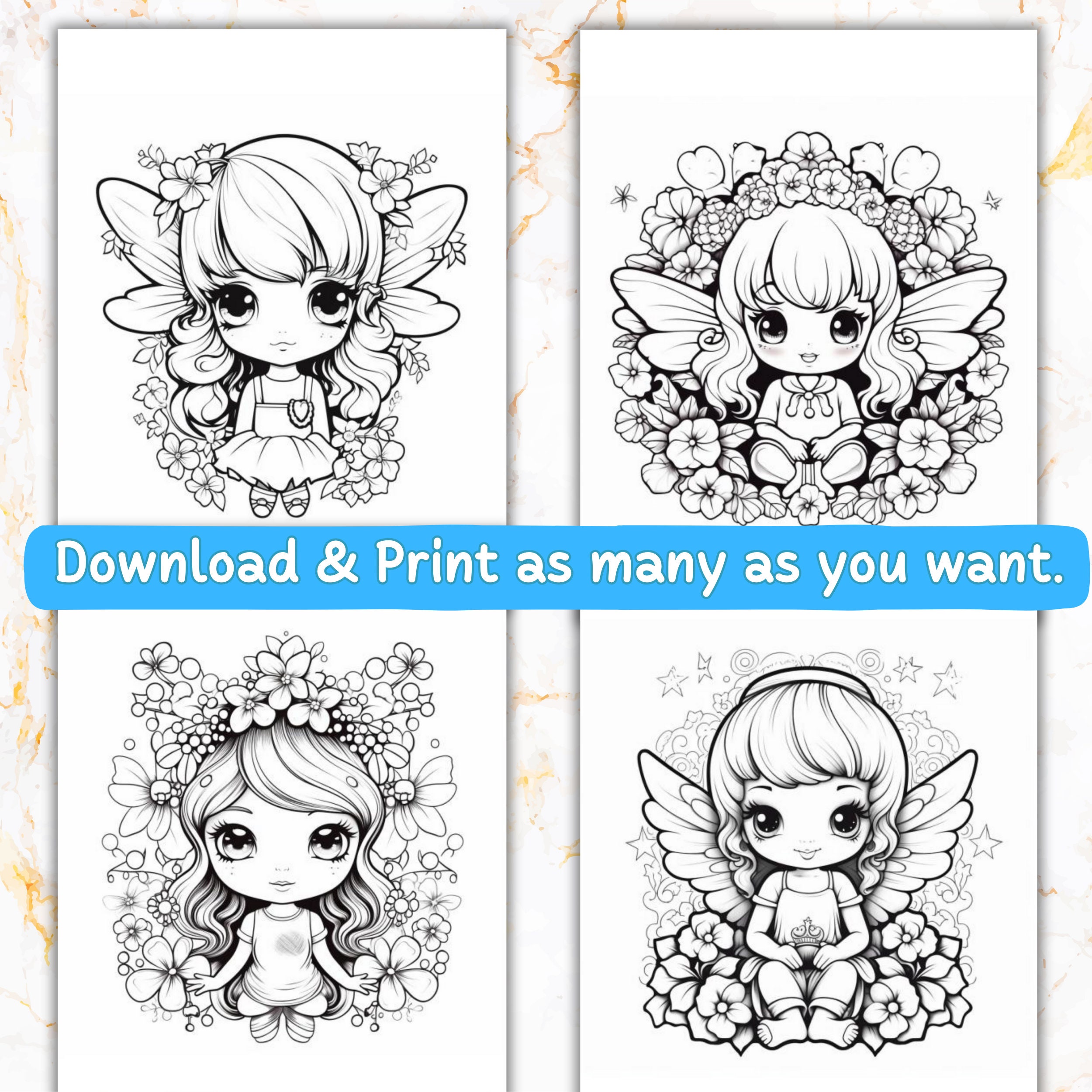 Kawaii a Cute Fairy Coloring Page Kawaii Coloring Pages 35 Pages Cute ...