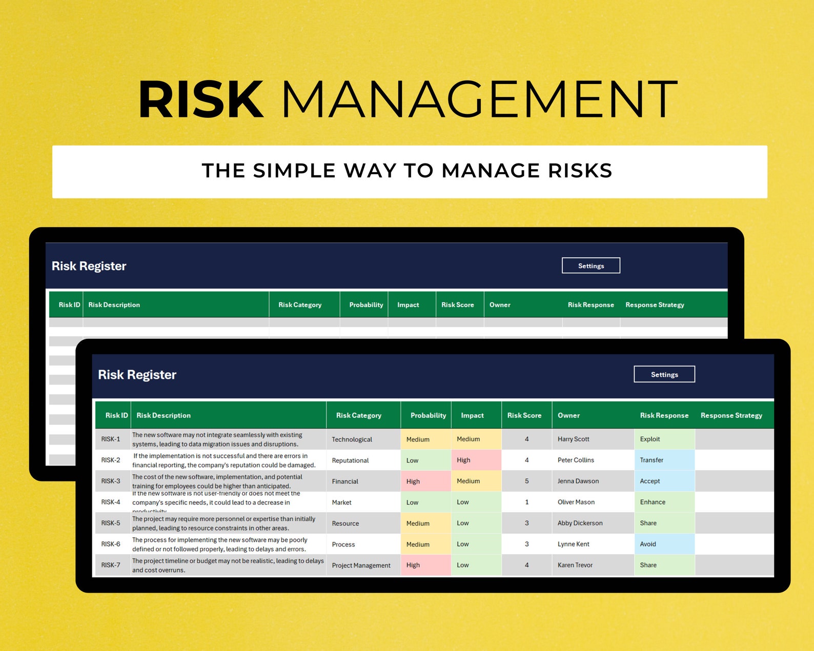 Risk Management Tool | Project Management | Risk Register | Project ...