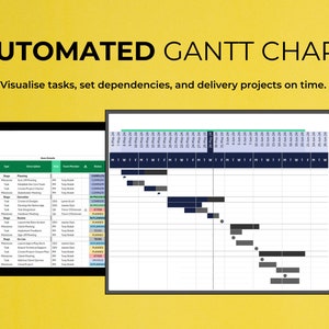 Automated Project Management Gantt Chart | Project Planner | Project ...