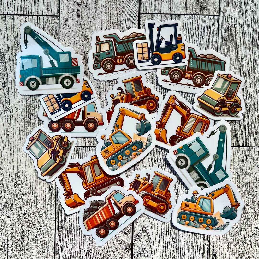 Construction Vehicle Stickers: Kid's Party Favor, Craft Stickers - Etsy