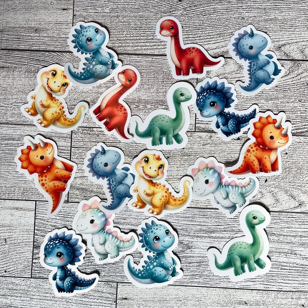 Dinosaur Stickers, Party Favor for Dino Party, Adorable Sticker for Kid ...