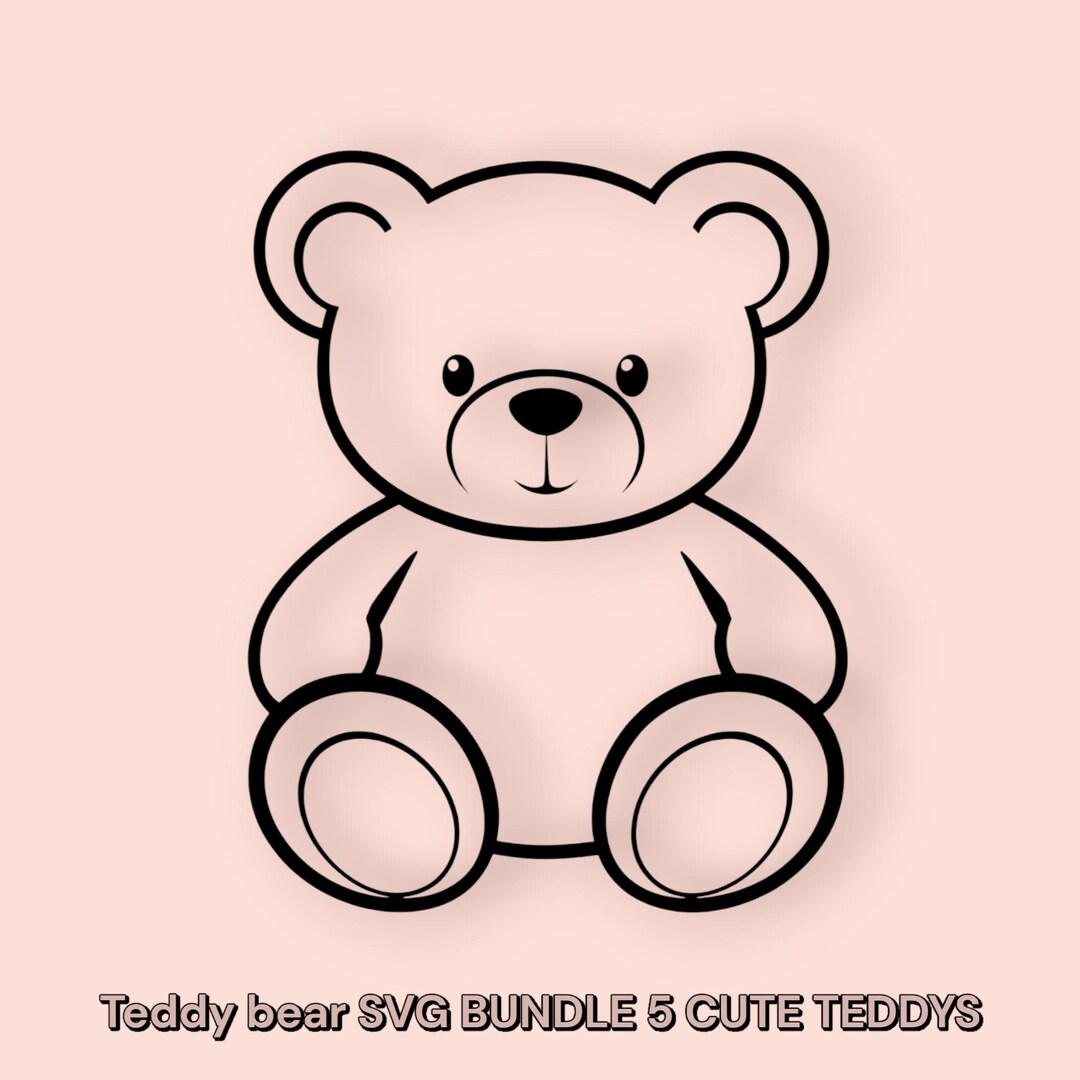 Teddy Bear, Teddy Bear SVG Bundle (5 Outlines) | Vector Cut Files ...