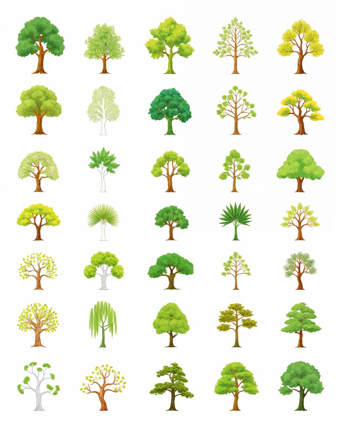 100 Different Tree Cliparts, Digital Download, Clipart, Spring Clipart ...