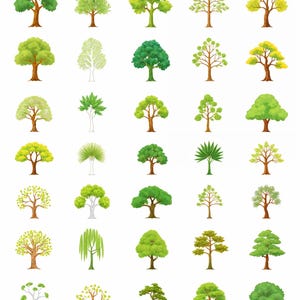 100 Different Tree Cliparts, Digital Download, Clipart, Spring Clipart ...