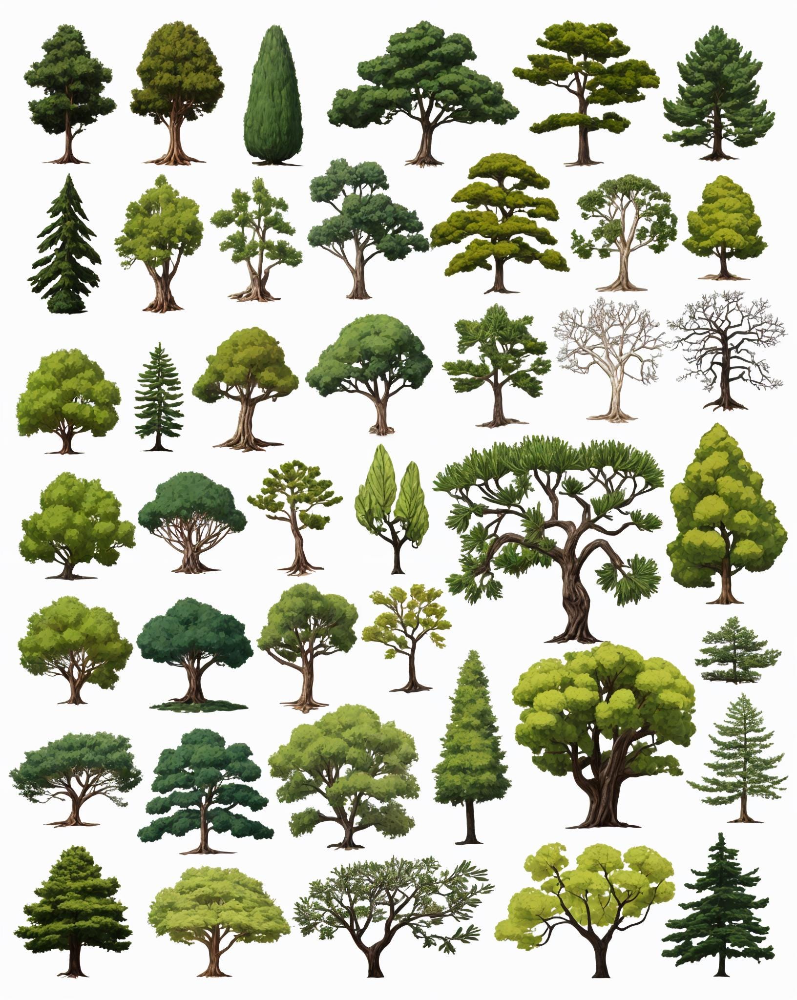 100 Different Tree Cliparts, Digital Download, Clipart, Spring Clipart ...