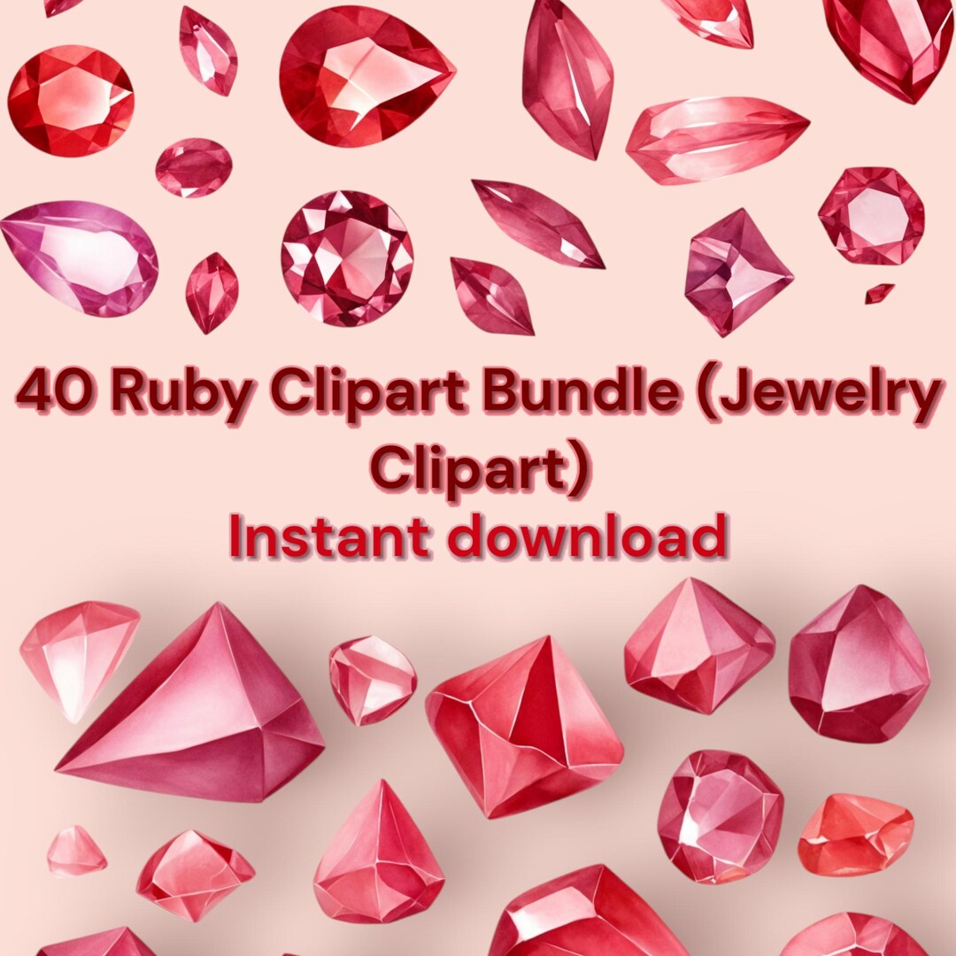 Ruby 40+ Gems Clipart Bundle | Jewelry Clip Art | Beautiful Ruby Gem ...