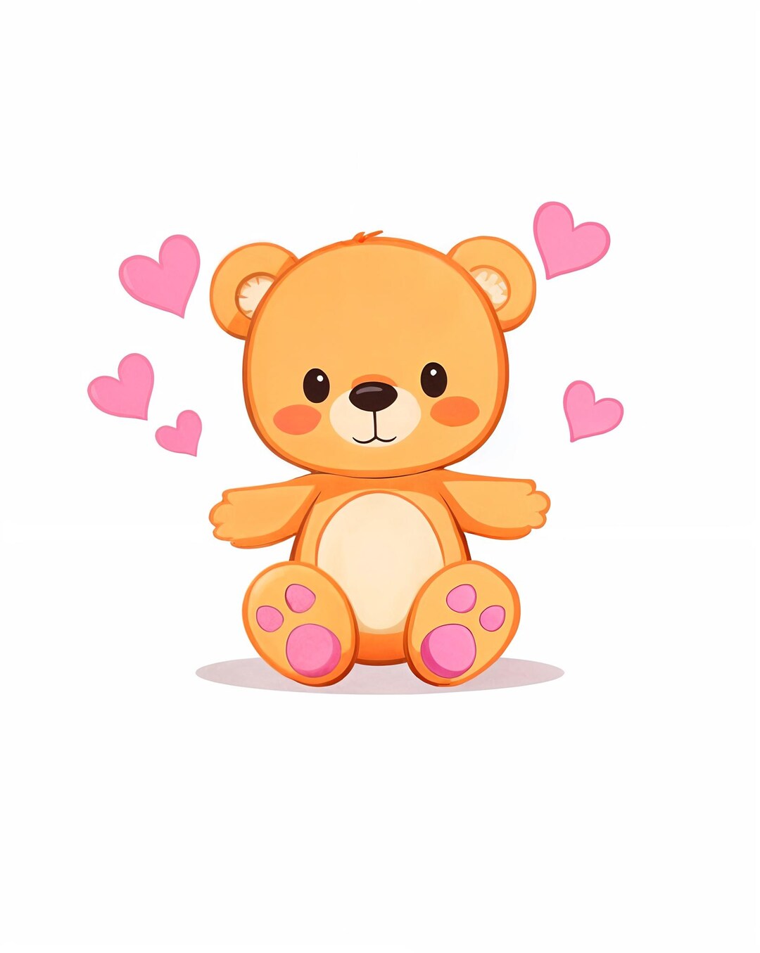 Single Teddy Bear SVG With Hearts | Valentine's Day Clipart, Nursery ...