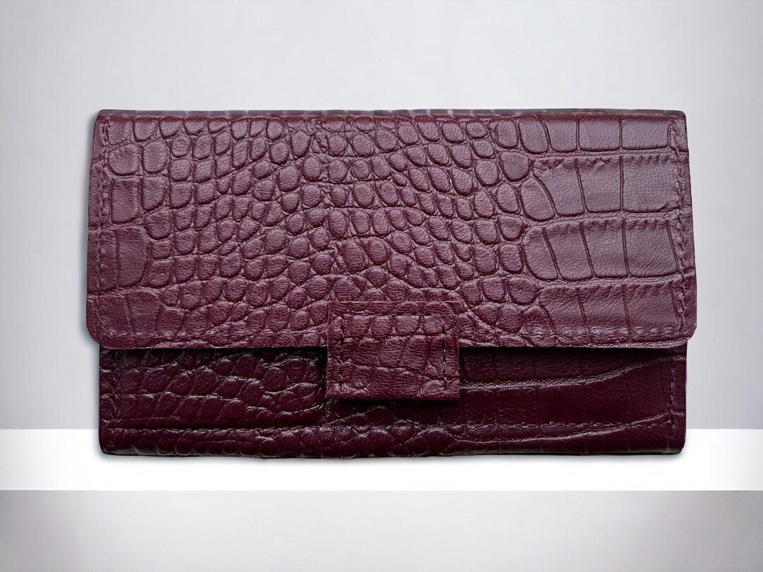 Burgundy Slim Leather Wallet for Women Elegance in Every Detail Gift ...