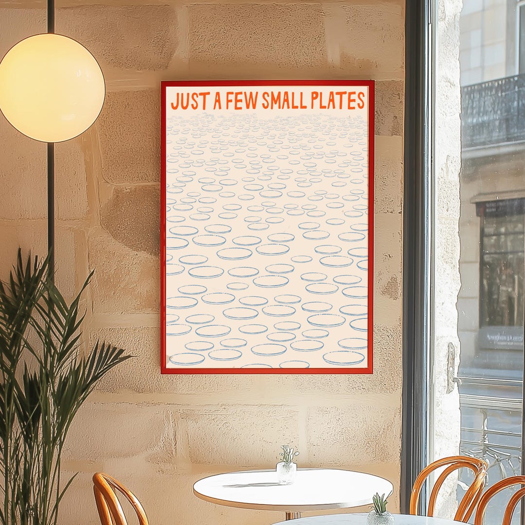Small Plates Print Bold Print Fun Poster Trendy Art Happy Print Dining ...