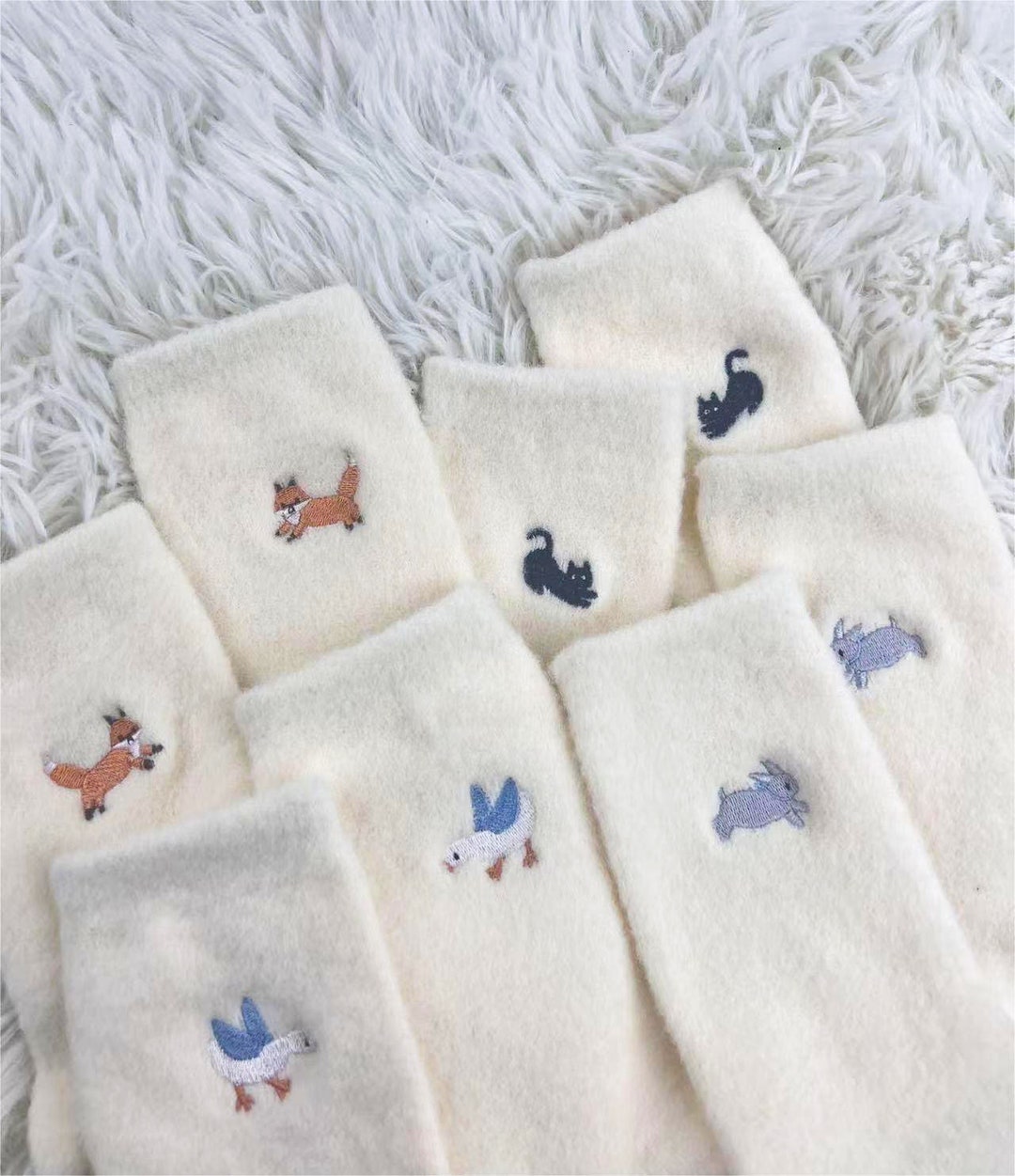 Cat Socks, Cute Fox Socks, Duck Socks, Goose Socks, Furry Socks, Warm ...