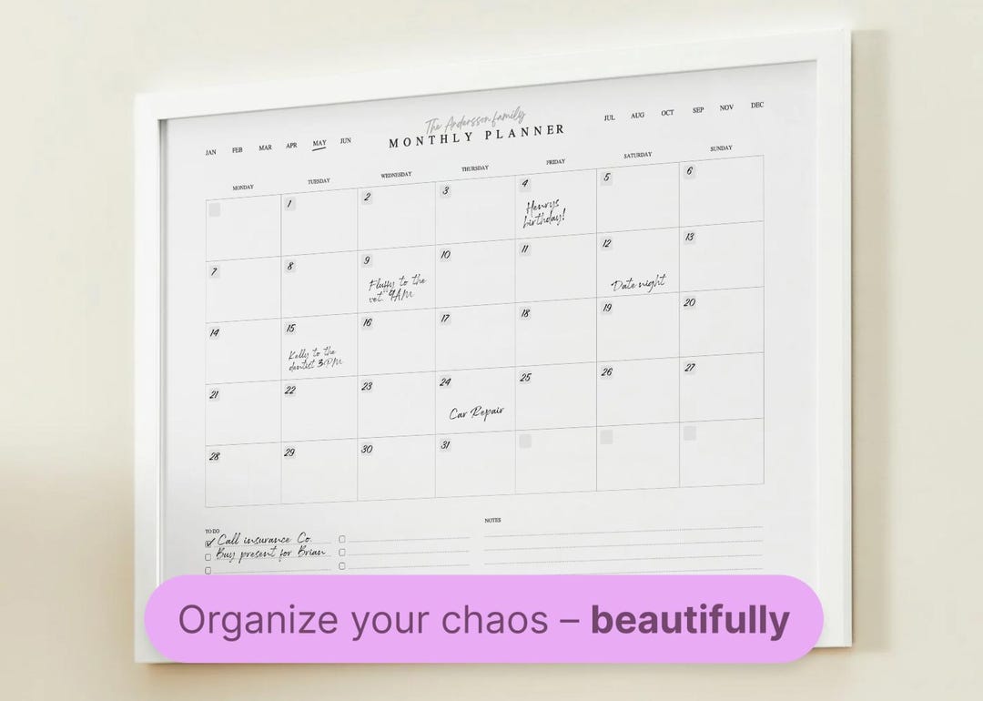 Printable Family Calendar Template, Editable Wall Planner, Family ...