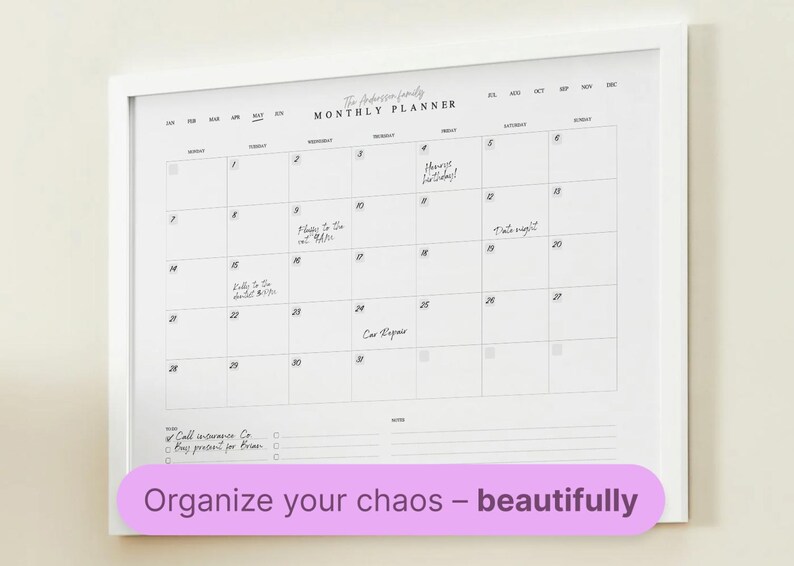 Printable Family Calendar: Editable Monthly Wall Planner (digital ...