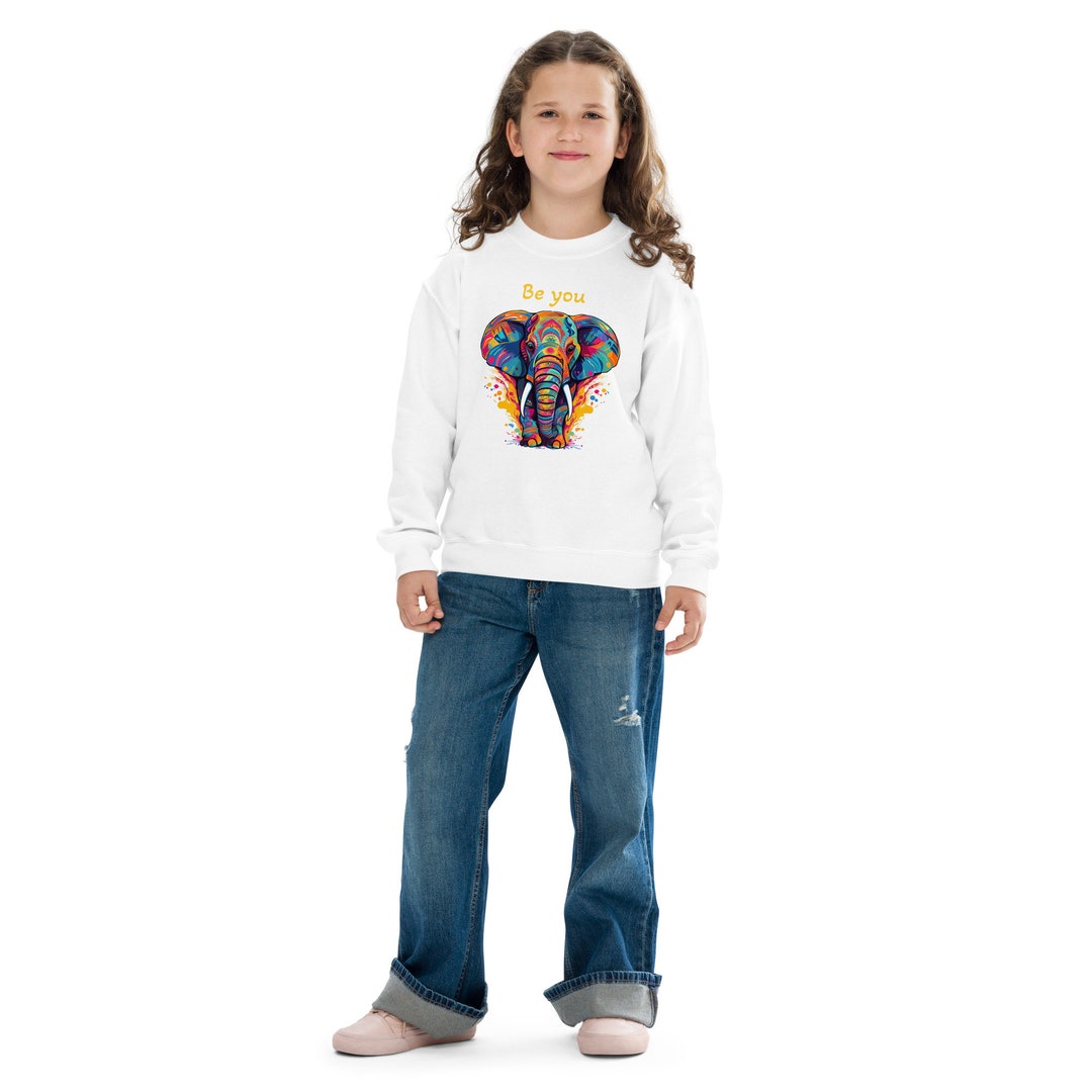 Be You Elephant Sweatshirt,youth Crewneck Sweatshirt,colorful Elephant ...