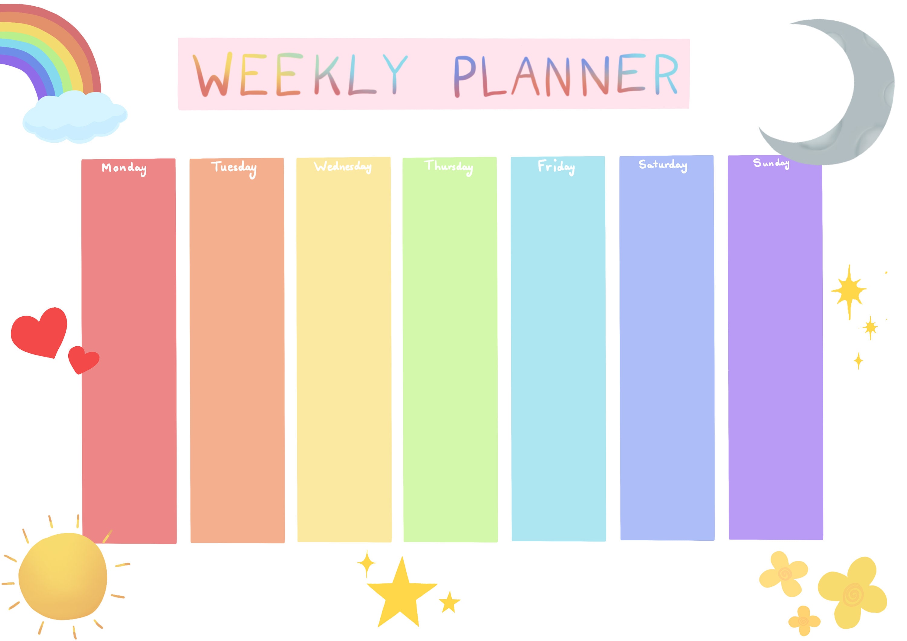 Printable Weekly Planner, Kids Planner, Downloadable Weekly Planner ...