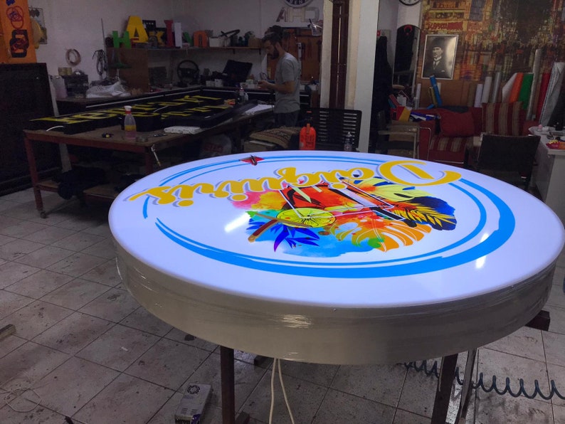 Outdoor Round Sign, Round Acrylic Sign, Light Box Sign Board, Double ...