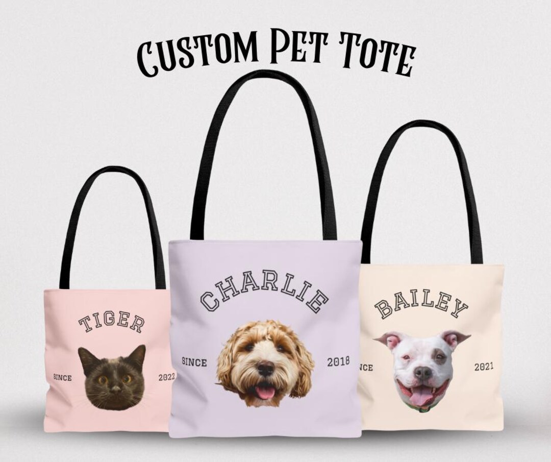 Personalized Pet Tote Bag, Custom Pet Gift, Custom Pet Face Bag, Pet ...