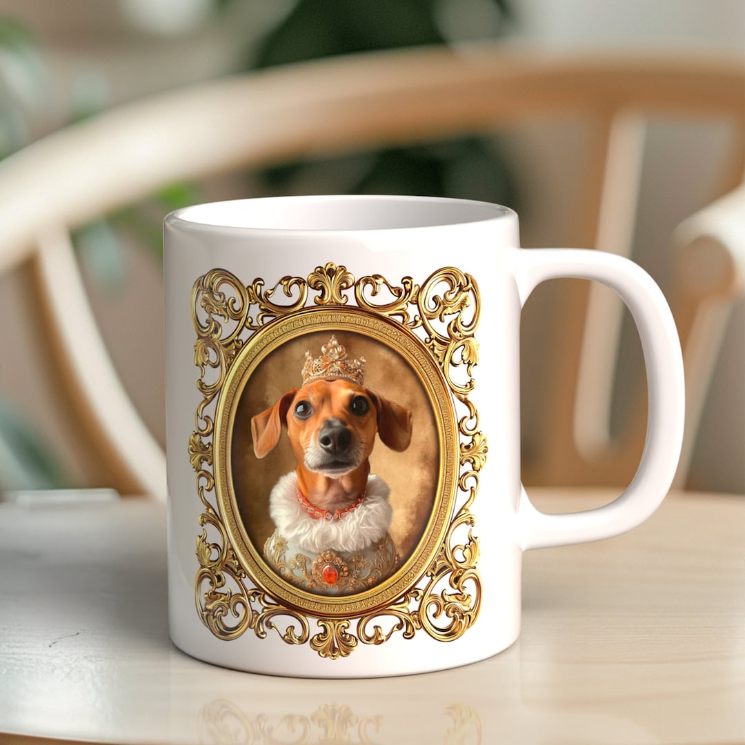 Renaissance Dog Mug, Custom Dog Portrait Mug, Personalized Dog Mug Gift ...