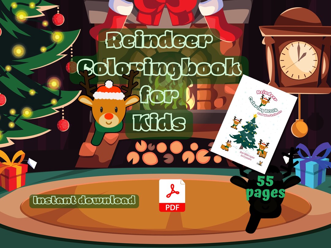 Reindeer Worksheets for Kids Printable, 50 Pages, Coloring, Spot the ...