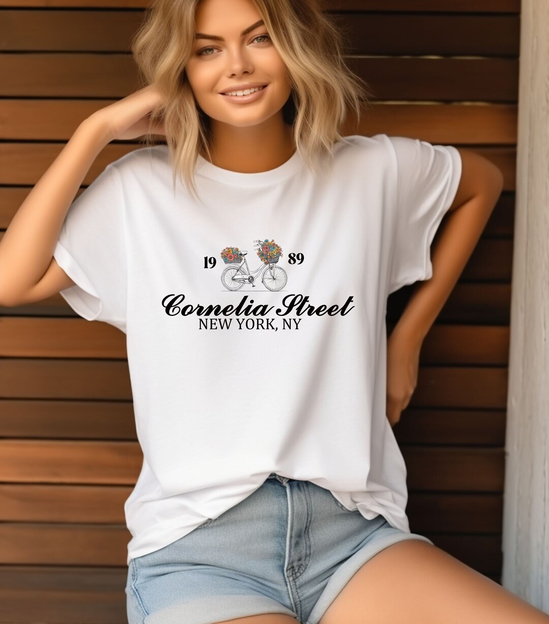 New York City Stitched Sweater,cornelia Street Aesthetic Tee,bike Floral Sweatshirt,embroidered ...