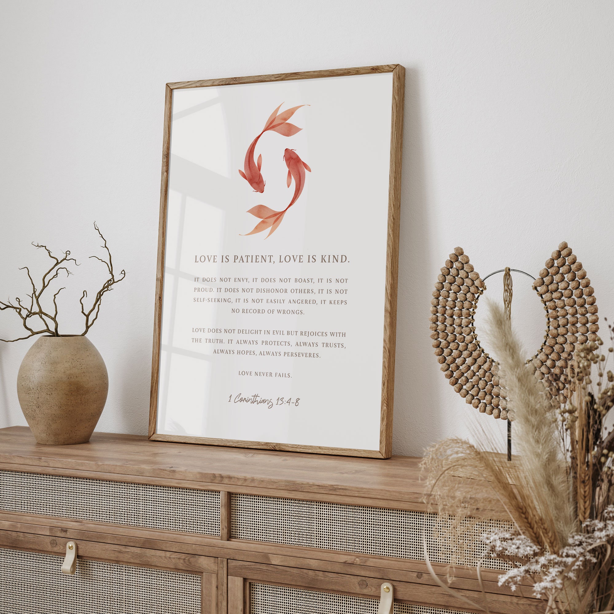 1 Corinthians 13:4-8 Wall Art, Koi Fish Color Art, Love is Patient ...