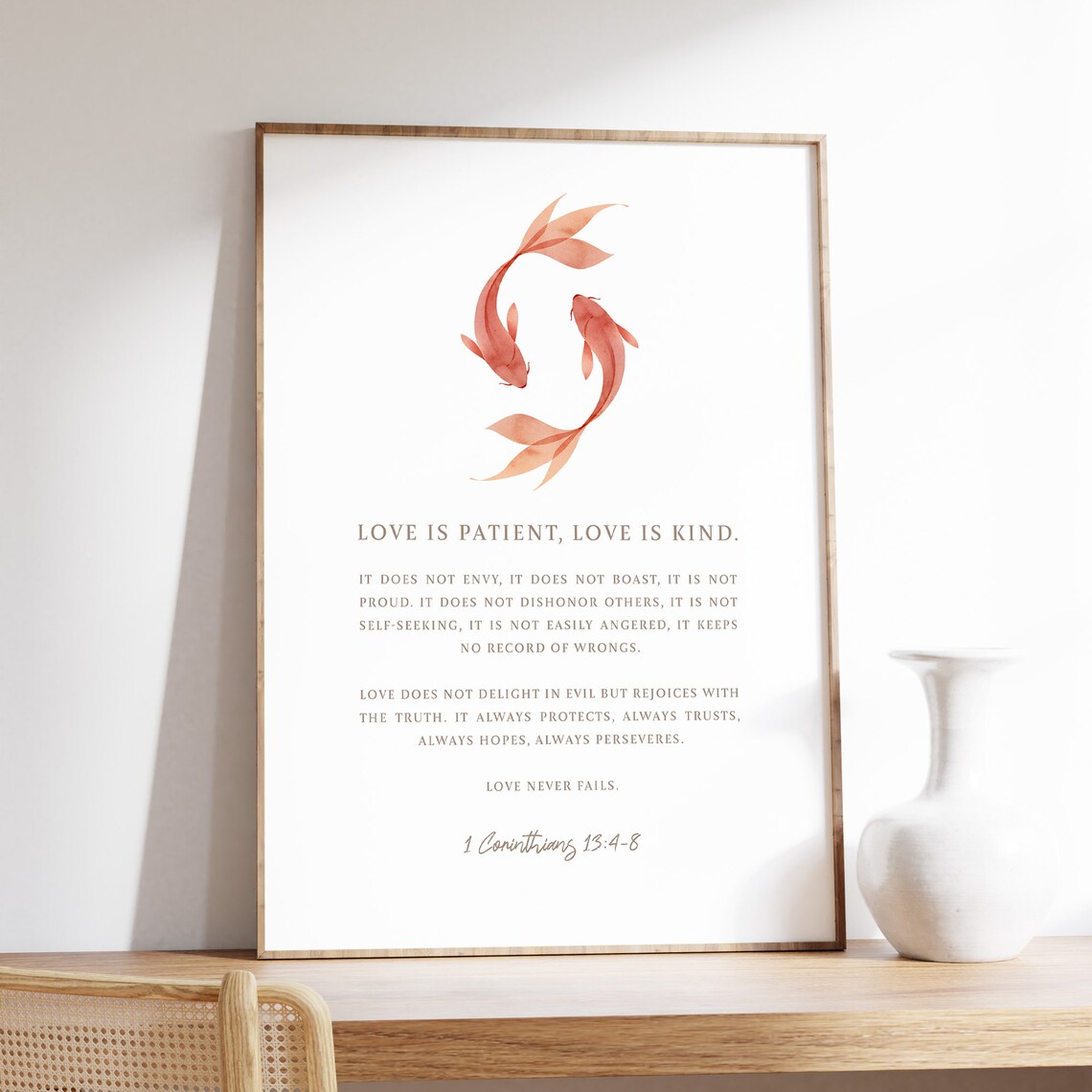 1 Corinthians 13:4-8 Wall Art, Koi Fish Color Art, Love is Patient ...