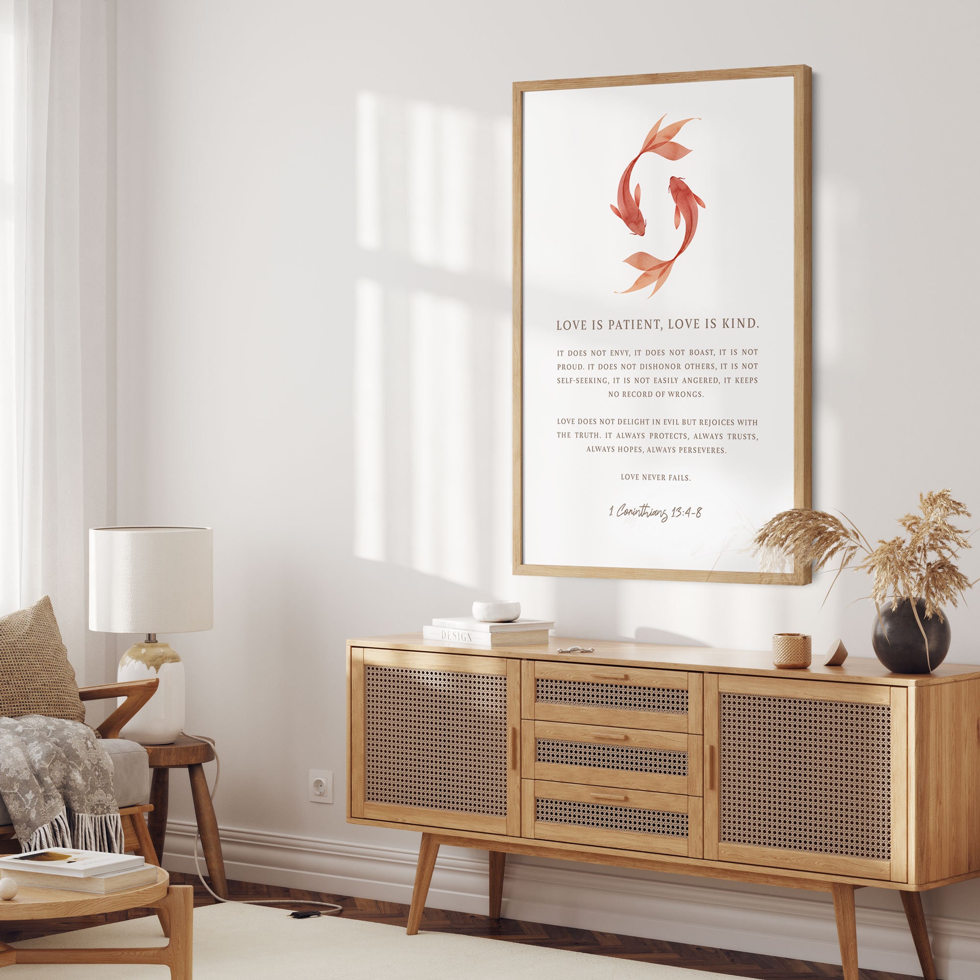 1 Corinthians 13:4-8 Wall Art, Koi Fish Color Art, Love is Patient ...