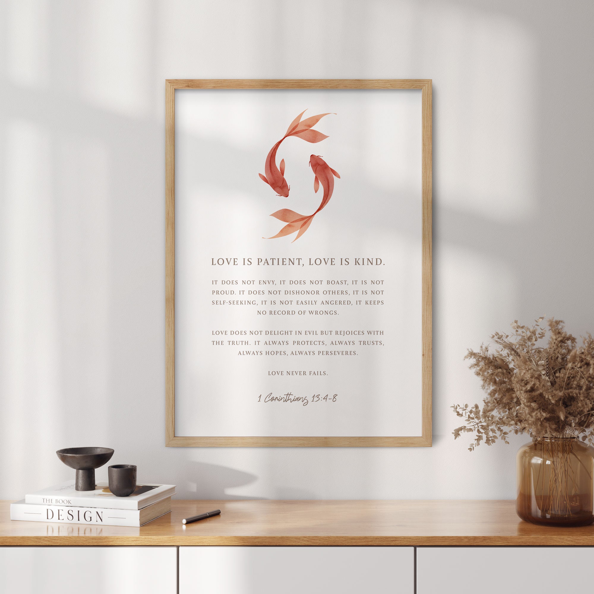 1 Corinthians 13:4-8 Wall Art, Koi Fish Color Art, Love is Patient ...