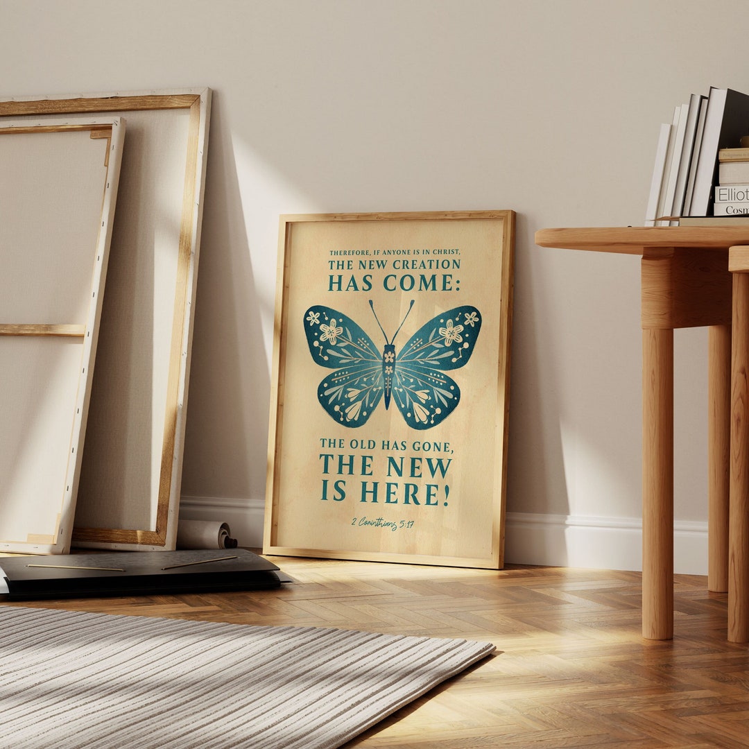 2 Corinthians 5:17 Wall Art Butterfly, New Creation, Scripture Print ...