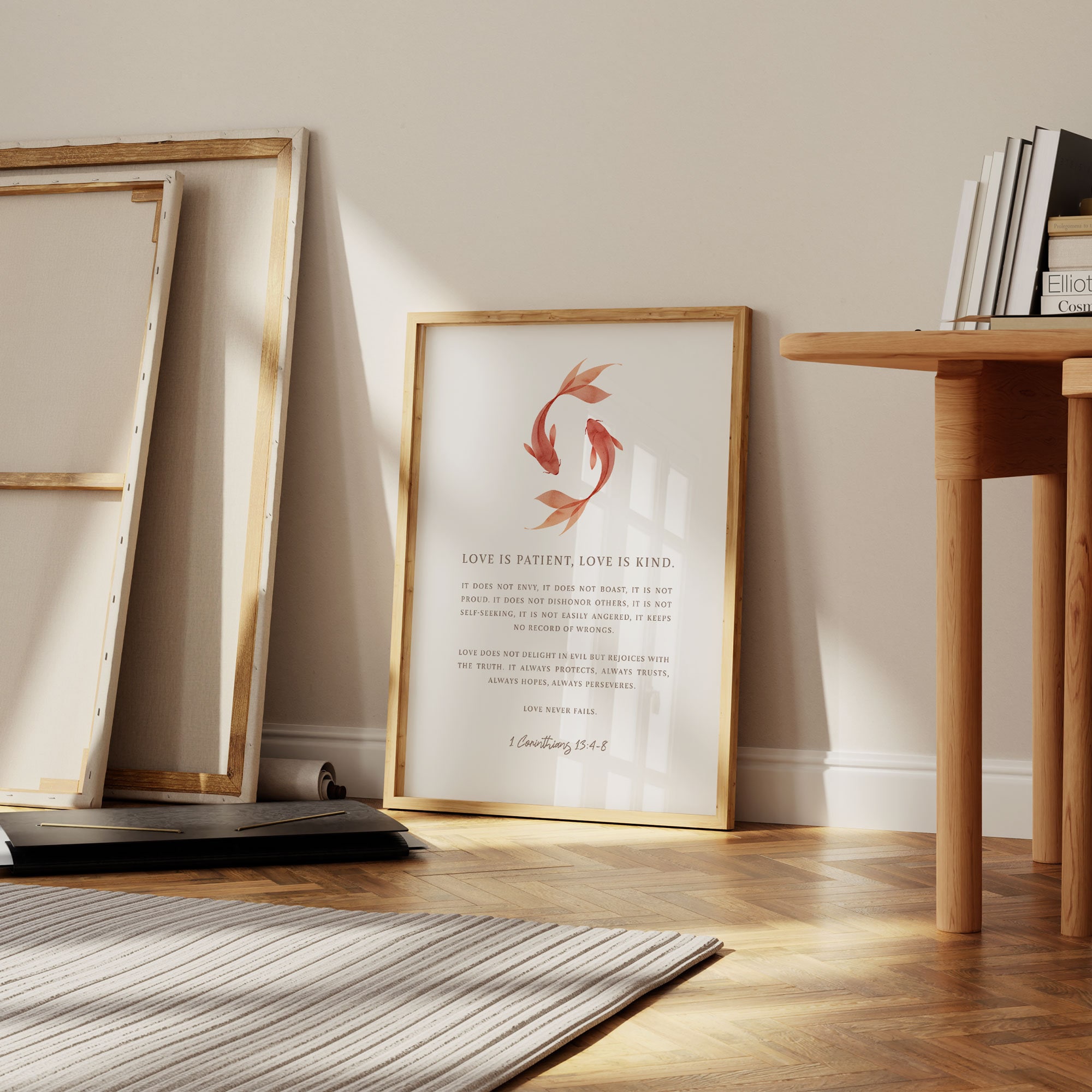 1 Corinthians 13:4-8 Wall Art, Koi Fish Color Art, Love is Patient ...