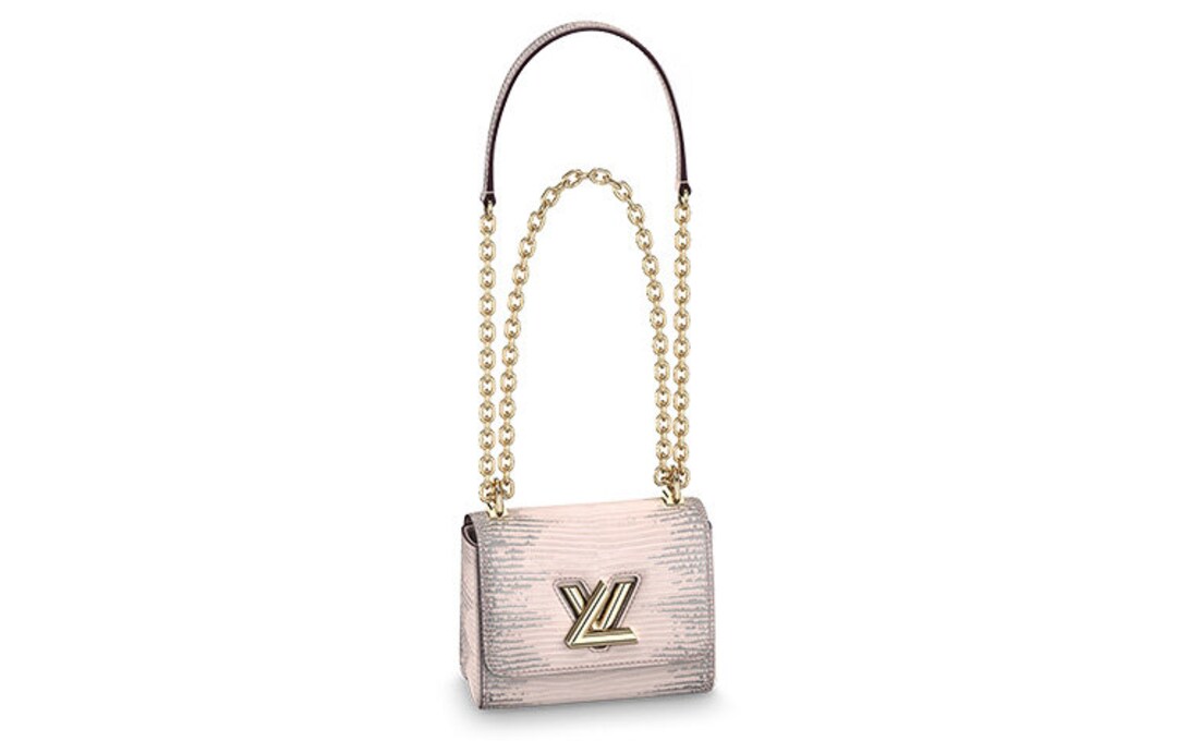 LOUIS-VUI.TTON Iconic Brand Logo Chain Lizard Skin Crossbody Bag Mini ...